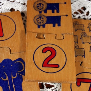 Wood Puzzle Flash Cards-numbers and Animals-graphic Interlocking Flash ...