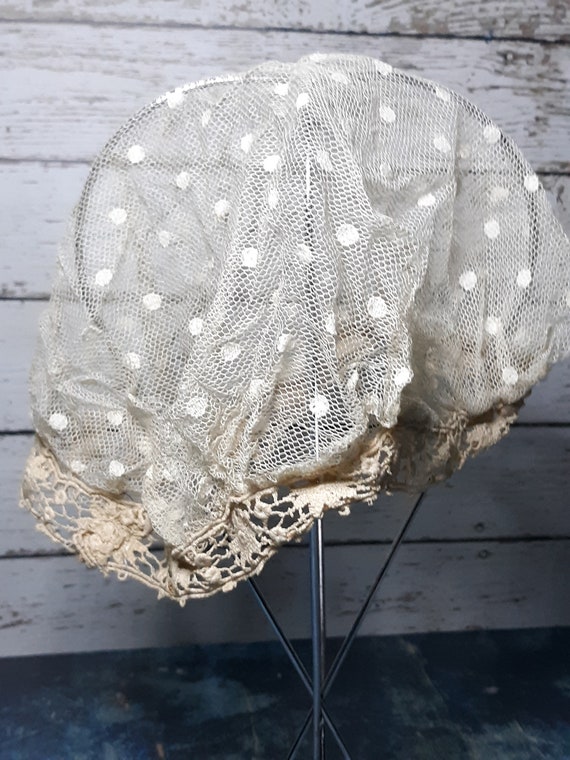 Antique night cap-vintage lace sleeping hat-ecru lace-victorian by ...