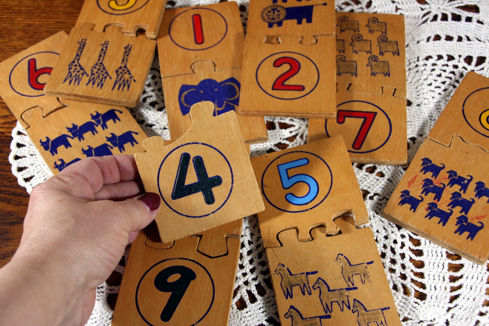 Wood Puzzle Flash Cards-numbers and Animals-graphic - Etsy