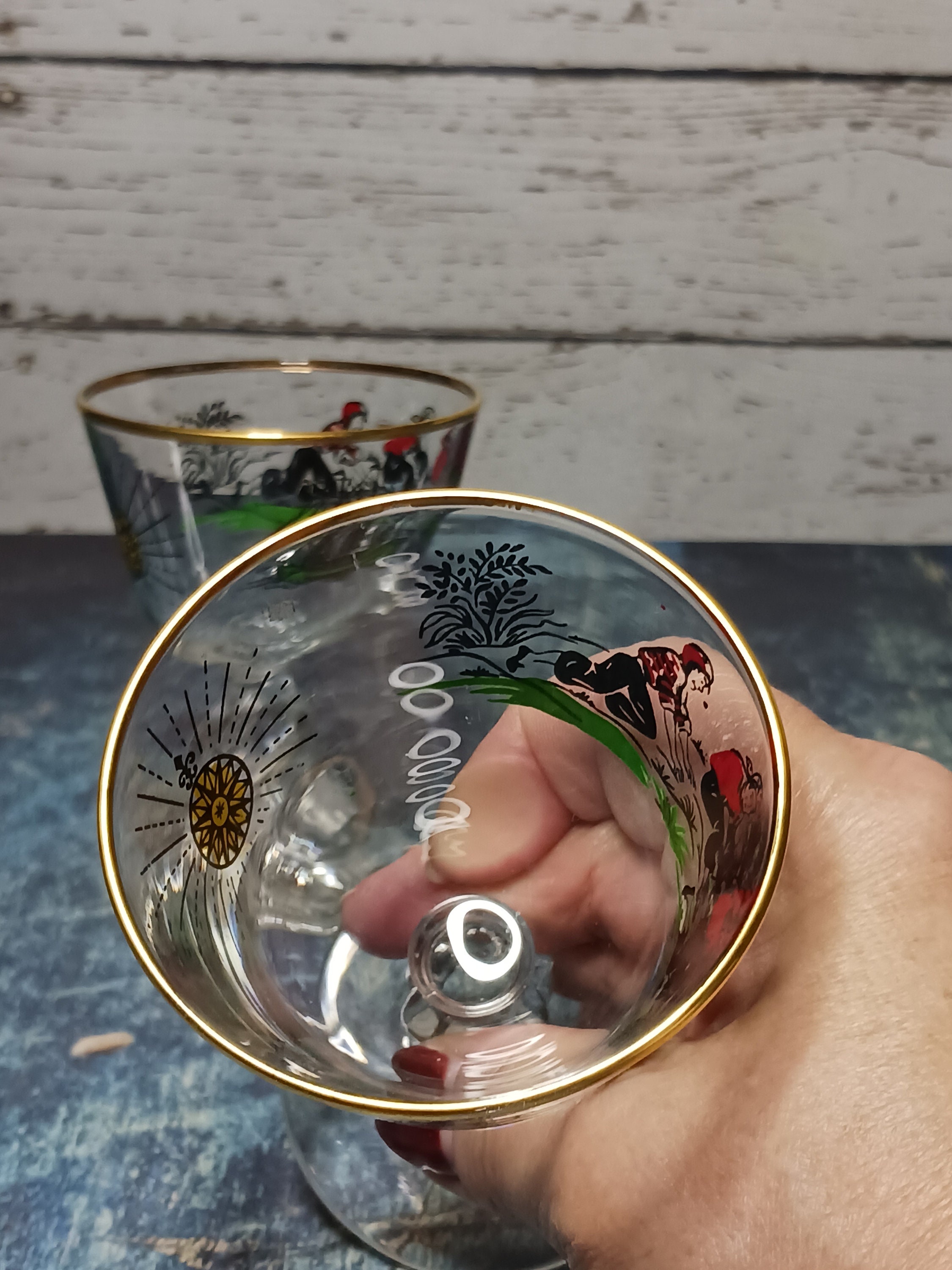 Libbey Treasure Island Cocktail Glasses-mid Century Pirate Barware ...