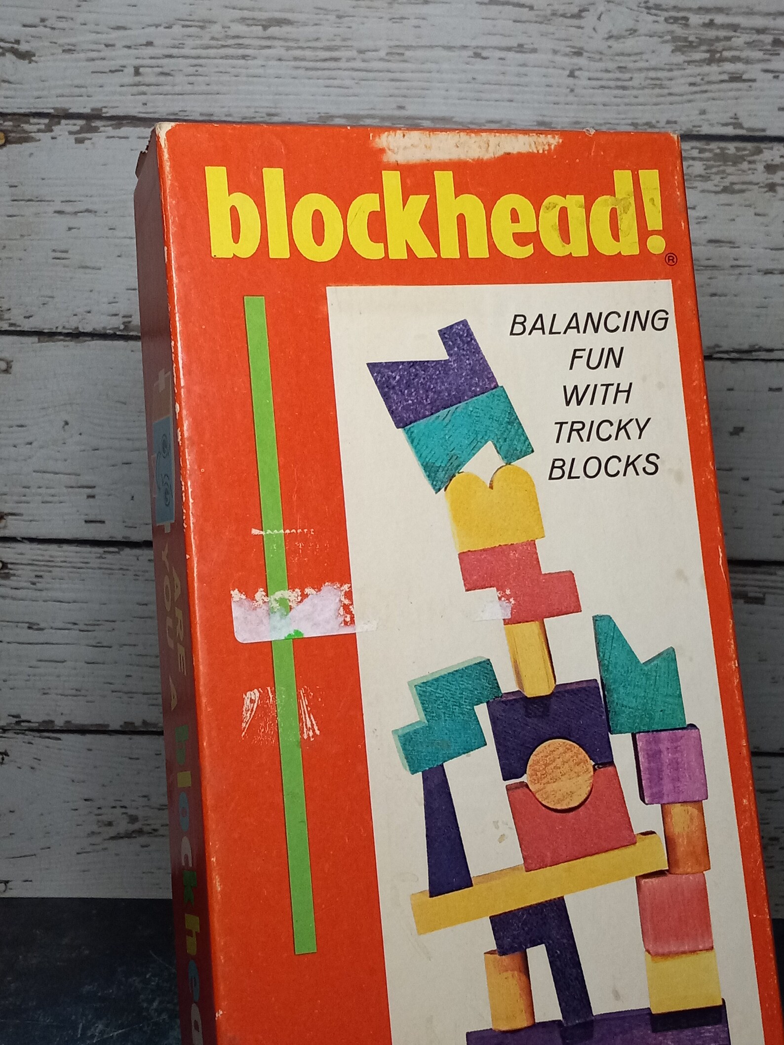 Vintage Saalfield Blockhead Toy-mid Century Play-colored Wood - Etsy