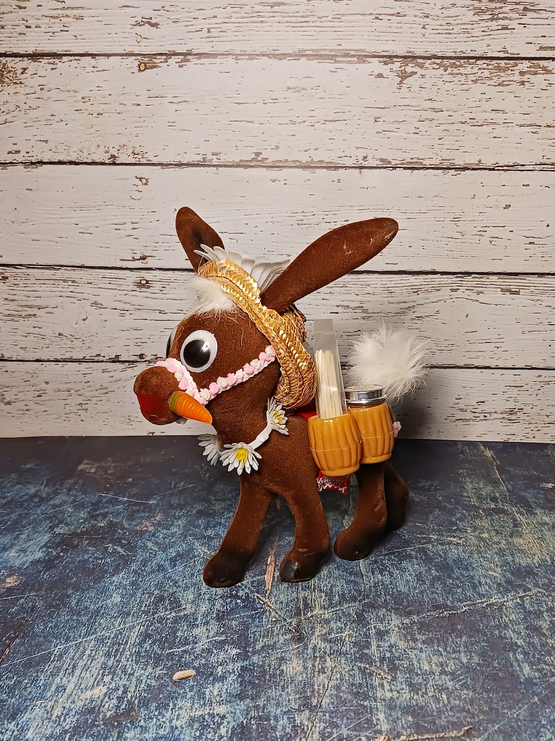 Hong Kong Flocked Donkey Salt Pepper and Toothpick Server-plastic ...