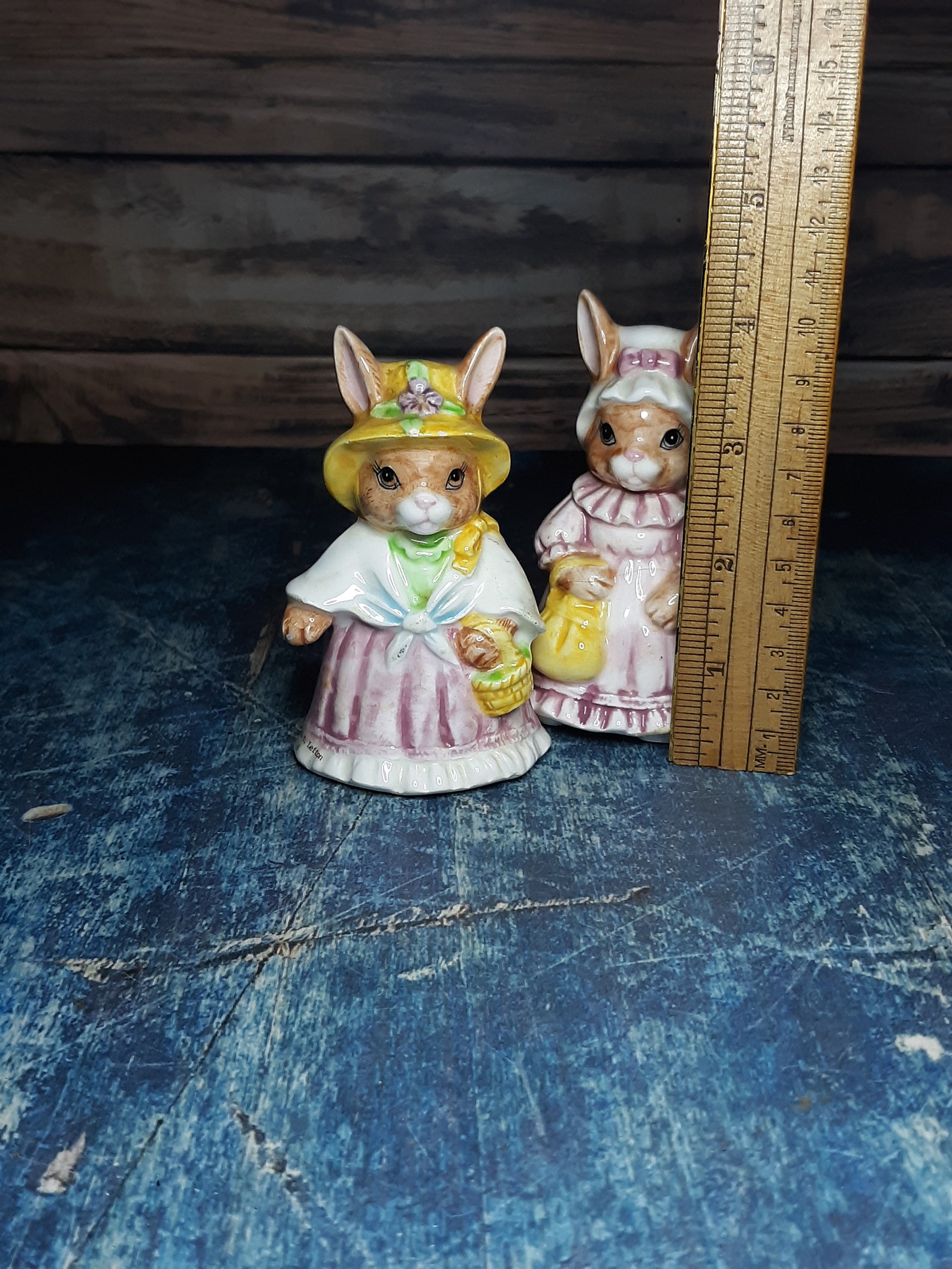 Vintage Lefton Bunny Figurine Pair-2 Sweet Rabbit Ladies in - Etsy