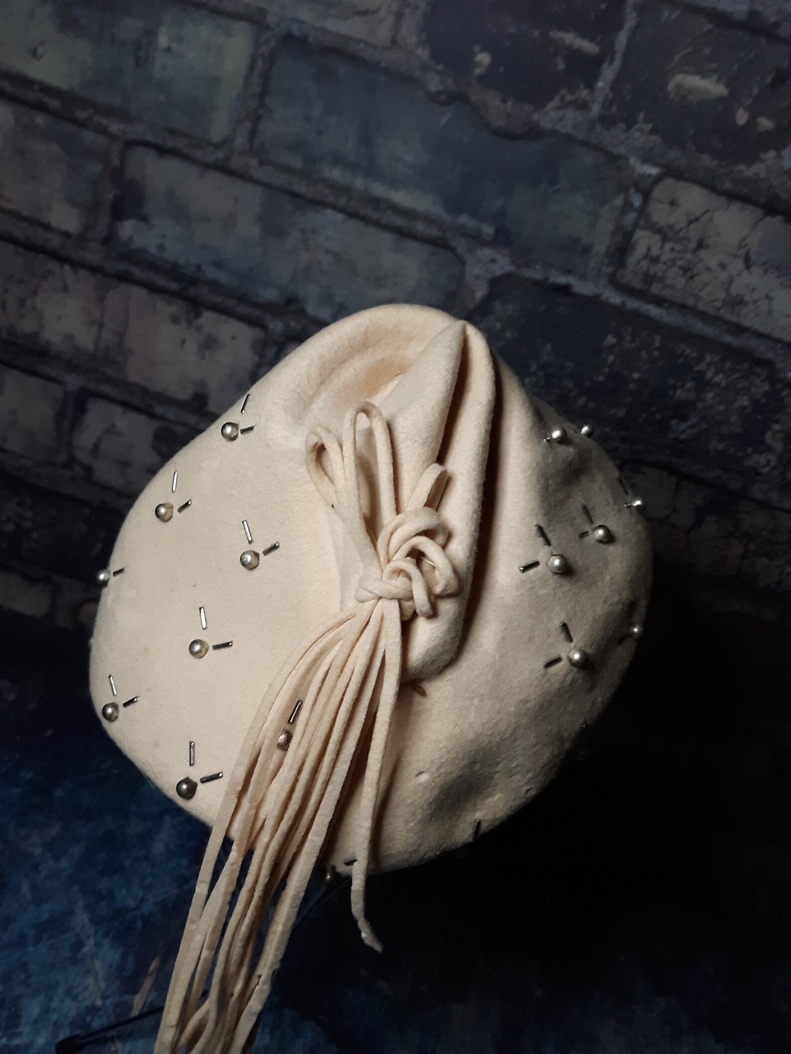 VIntage wool hat with metal accents and wool tassel-Henry | Etsy