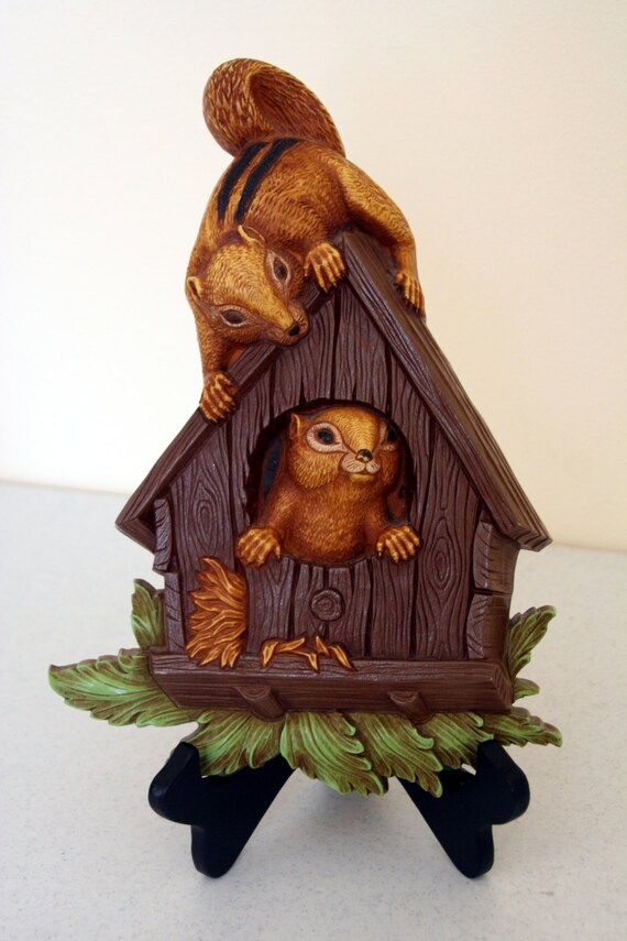 Dart resin wall art- chipmunk house-mid century plastic wall decor by ...