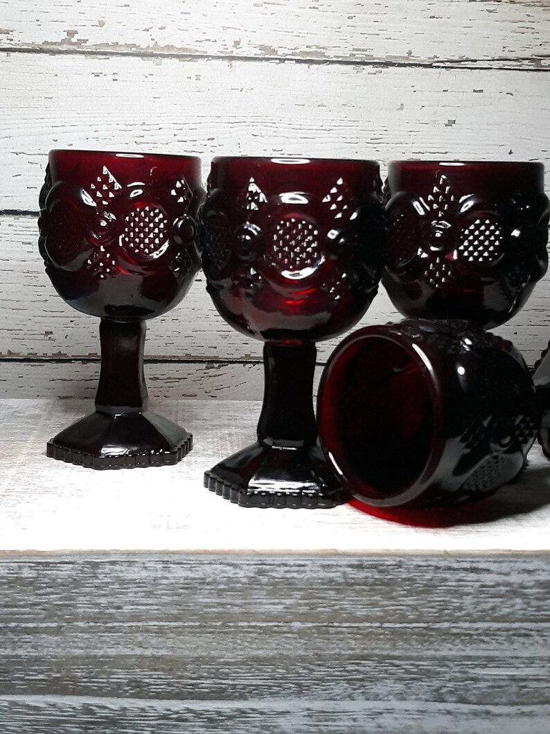 Avon Ruby Glass Cordials-set of Four-vintage Drinkware-cape - Etsy