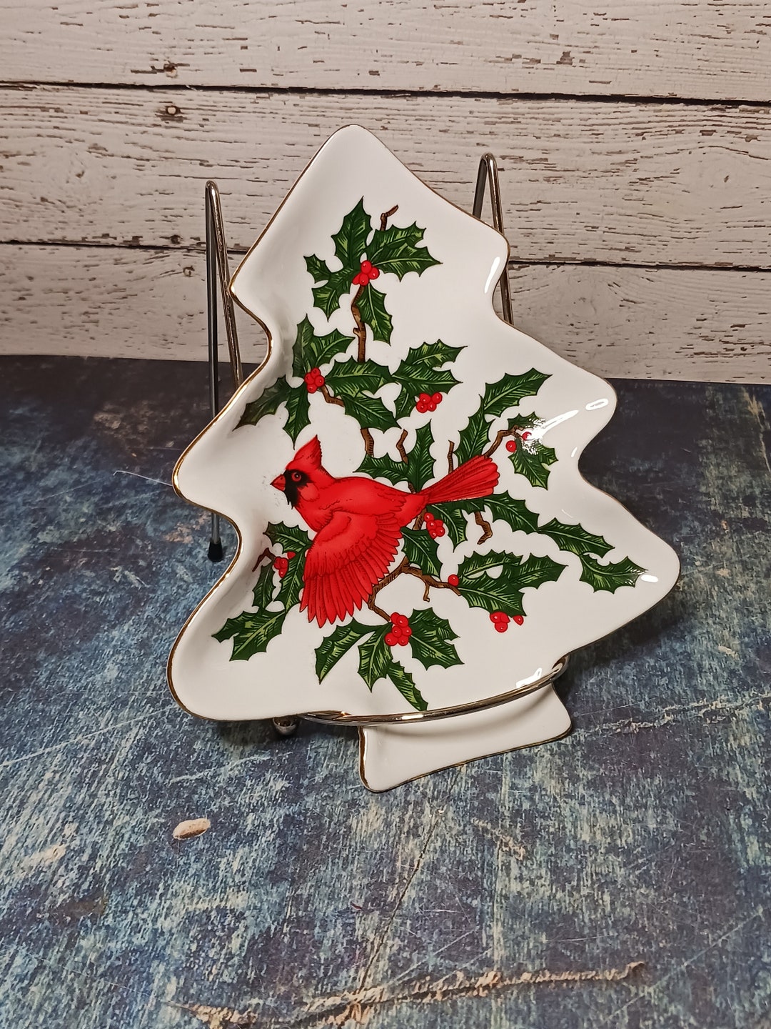 Lefton Christmas Cardinal Candy Dish-foil Sticker-numbered 03628 ...