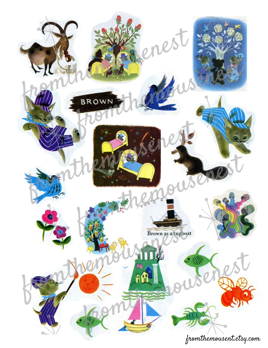 Little Golden Book Inspired Sticker Sheets-2 Pages- Color Kittens ...