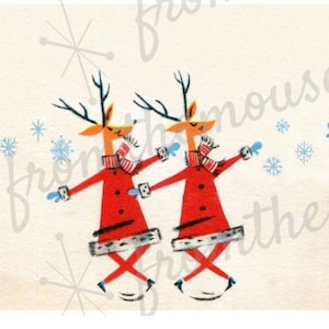Dancing Santa and His Reindeer-christmas Image-downloadable-printable ...