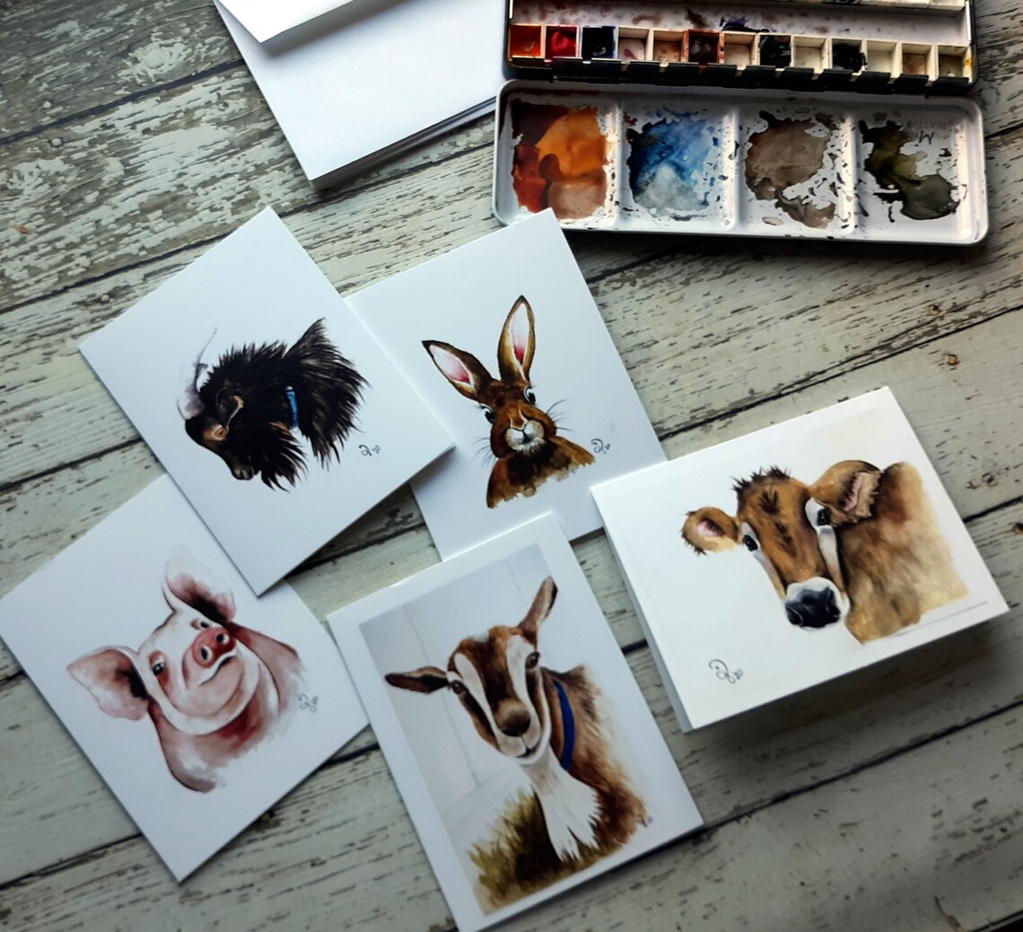 Set of 5 Watercolor Notecards-printed From My Original - Etsy