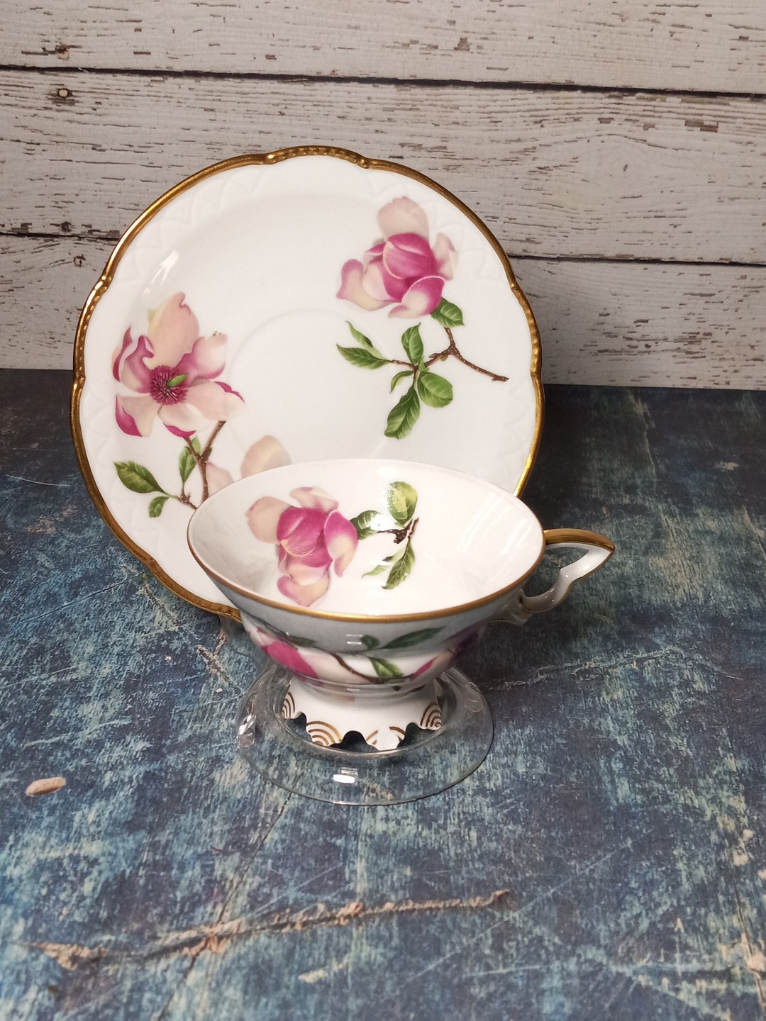 Mitterteich Bavaria Magnolia Pattern Collectible Teacup and Saucer Set ...