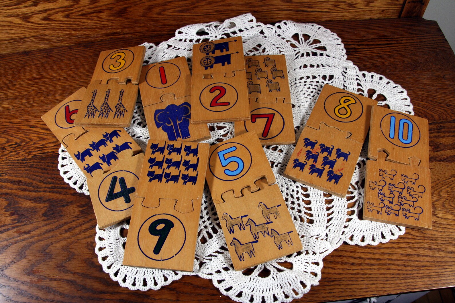 Wood Puzzle Flash Cards-numbers and Animals-graphic - Etsy