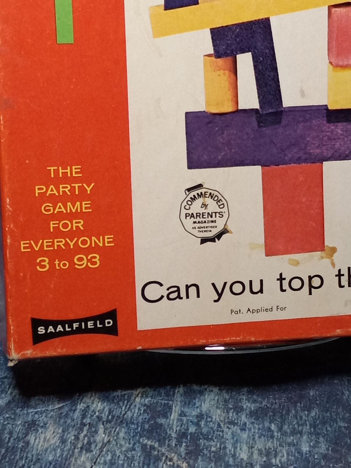 Vintage Saalfield Blockhead Toy-mid Century Play-colored Wood - Etsy