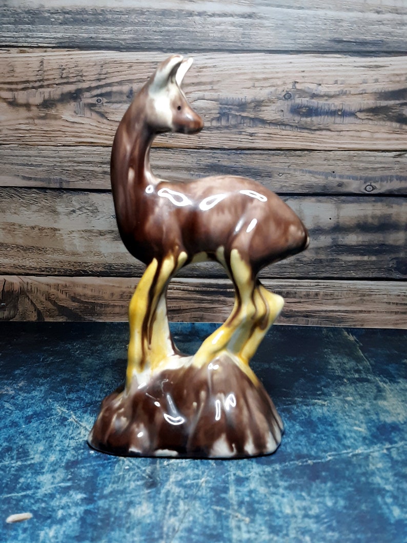 Drip Glaze Deer Figurine-vintage Deer Looking Backward - Etsy
