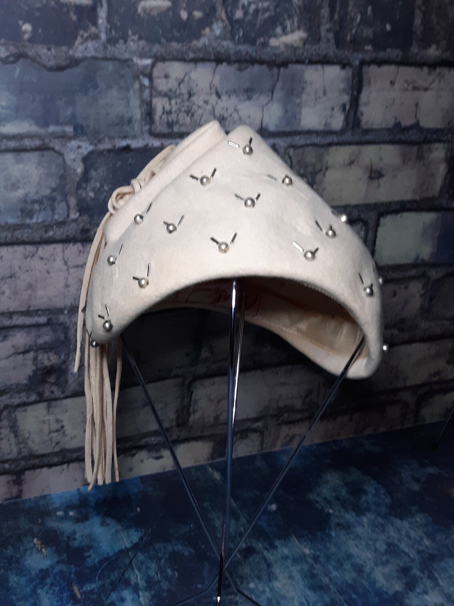 VIntage wool hat with metal accents and wool tassel-Henry | Etsy