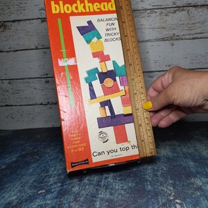 Vintage Saalfield Blockhead Toy-mid Century Play-colored Wood Blocks in ...
