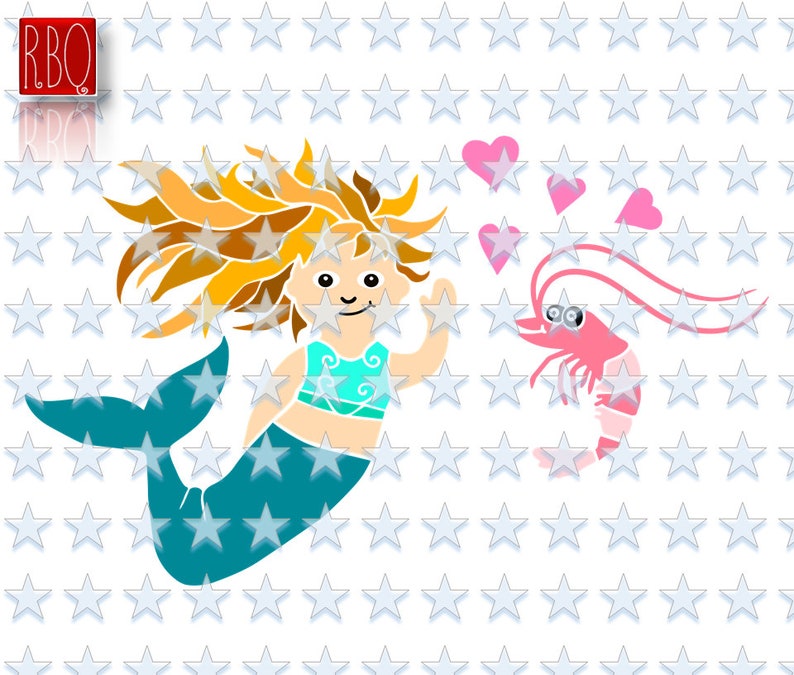 Mermaid Girl Mermaid With Shrimp Mermaids Swim With Little | Etsy