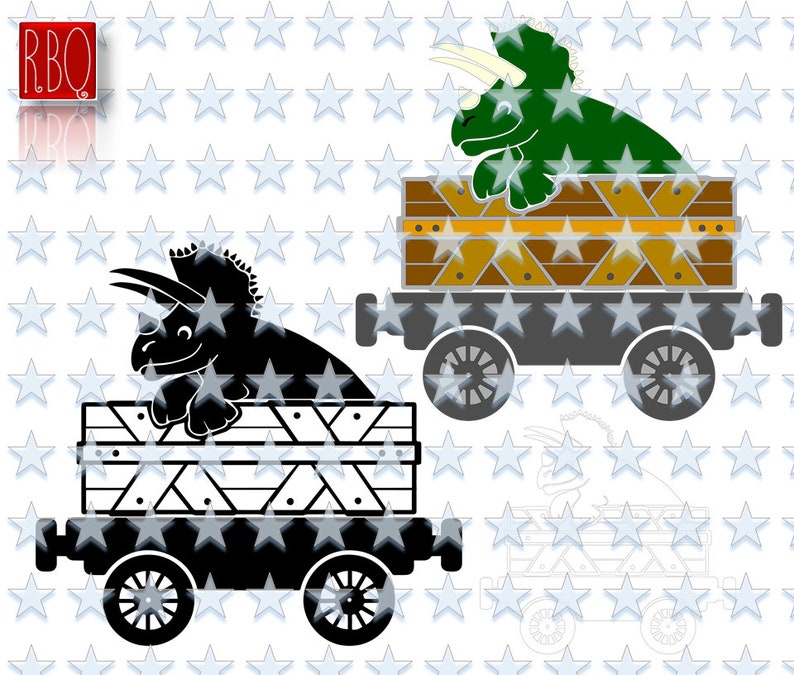 Triceratops Car Dinos Riding Trains Dino on Train Dinosaur - Etsy