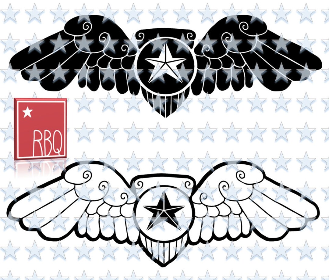 Wings Pilot Airplane Airlines With Stars and Swirls Steipes and Crest ...