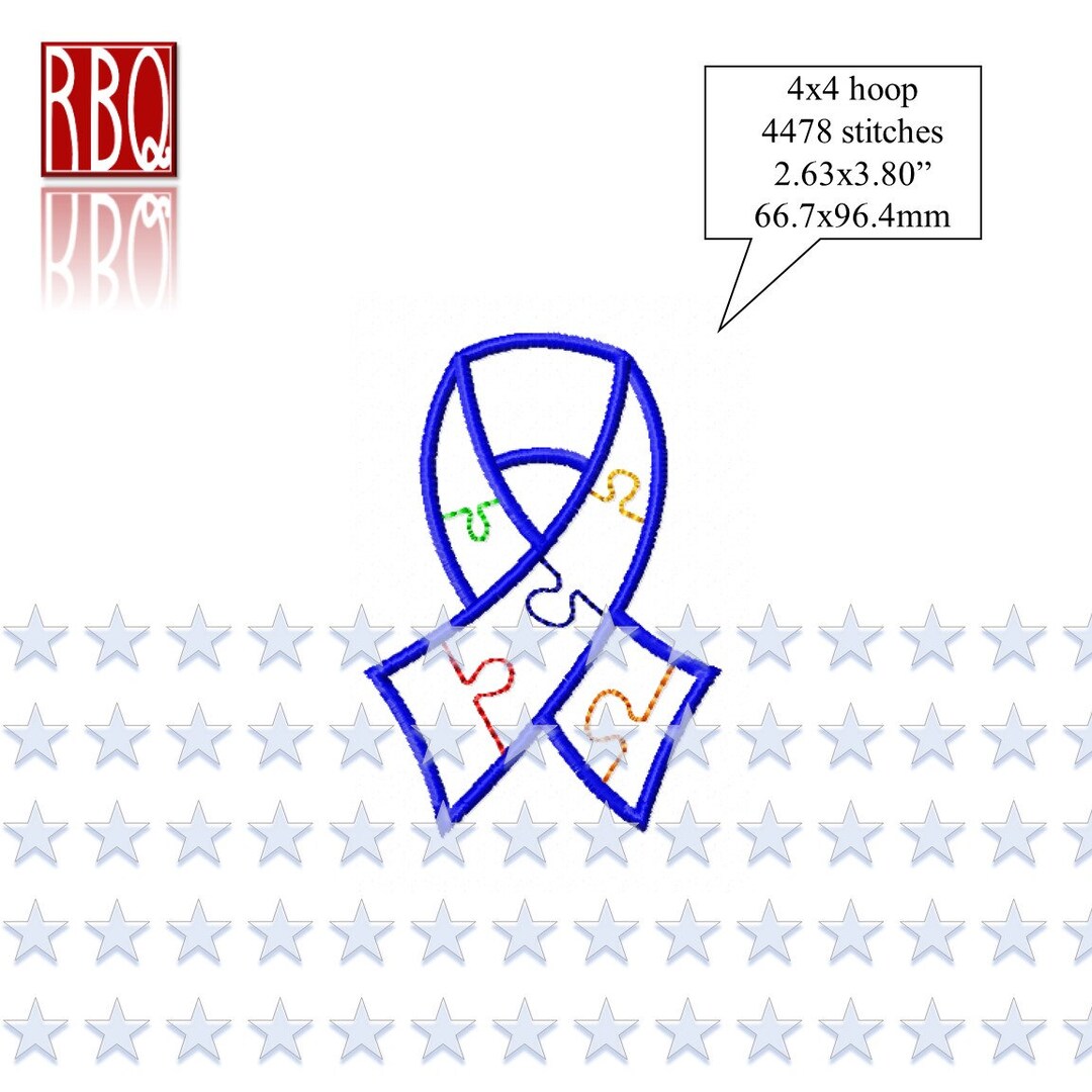 Autism Awareness Ribbon, Autism Ribbon Applique, Awareness Ribbon ...