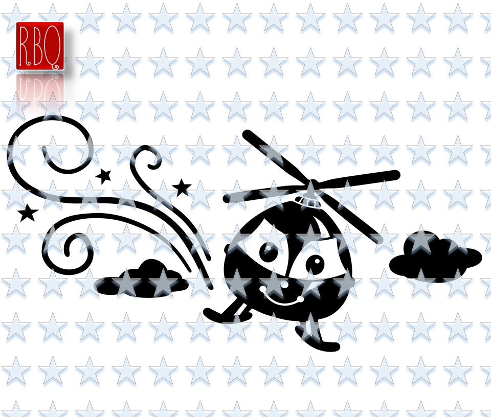 Plotterdatei Helikopter Heli in den Wolken mit Sternen | Etsy