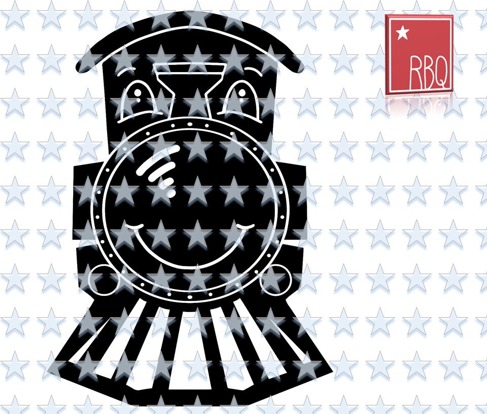 Train Engine Steamtrain Funnel Cute Comic Smile Happy Trains | Etsy