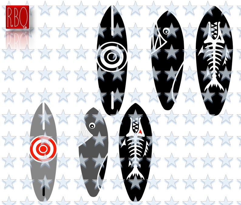 Surfboard Shark Fishbone Board Target Surfboard Surfing - Etsy