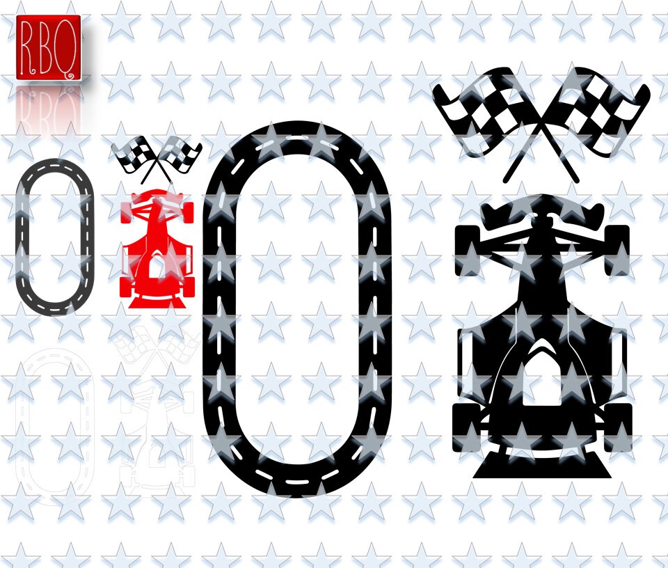 Plotterdatei Rennauto Rennbahn Rennwagen Ziel Flaggen - Etsy.de