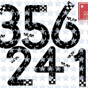 Race Track Race Car Birthday Numbers Road Street Flag Start Digital ...