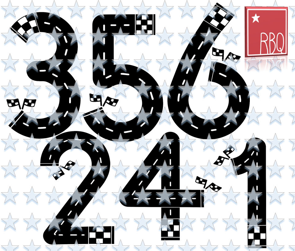 Race Track Race Car Birthday Numbers Road Street Flag Start - Etsy
