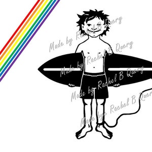 Plotterdatei Surfer, Strand Junge, Strand Spass, Beach boy, Digitaler Download SVG eps DXF pdf ...