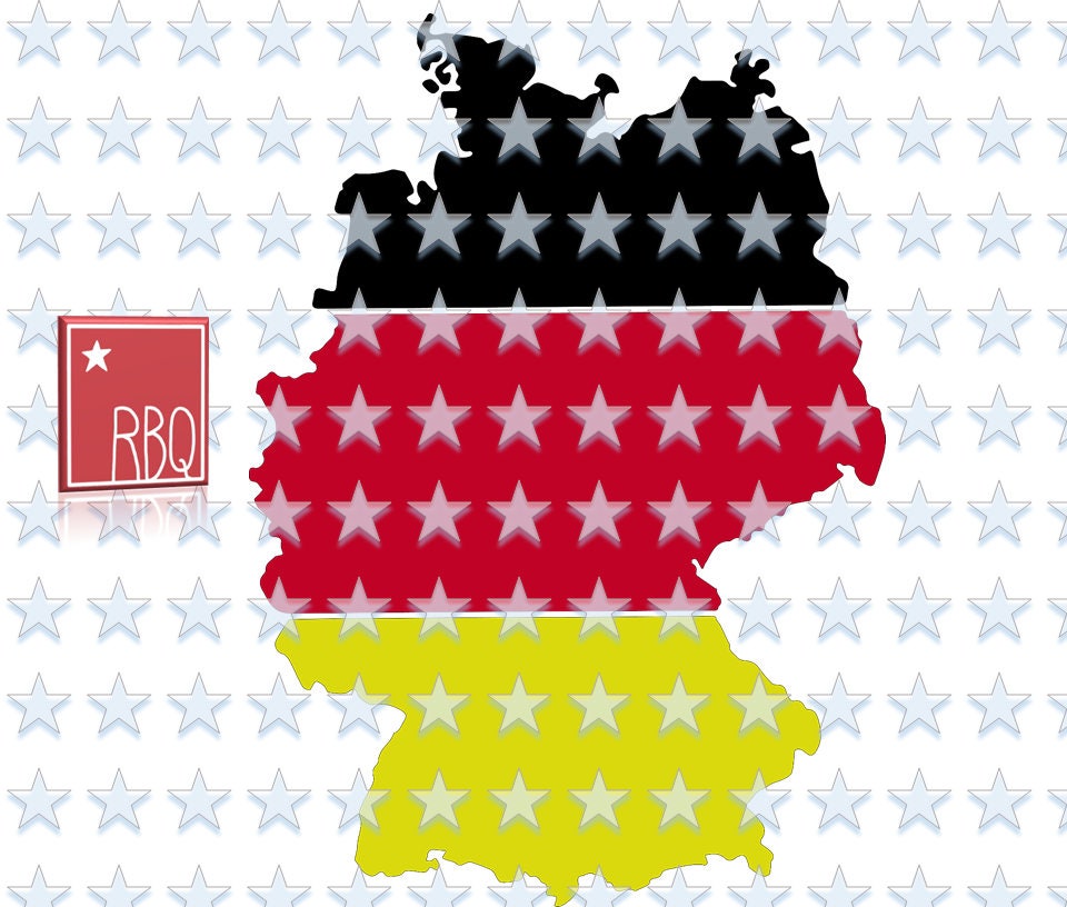 German Flag Map Germany Outline Deutschland Black Red Gold - Etsy