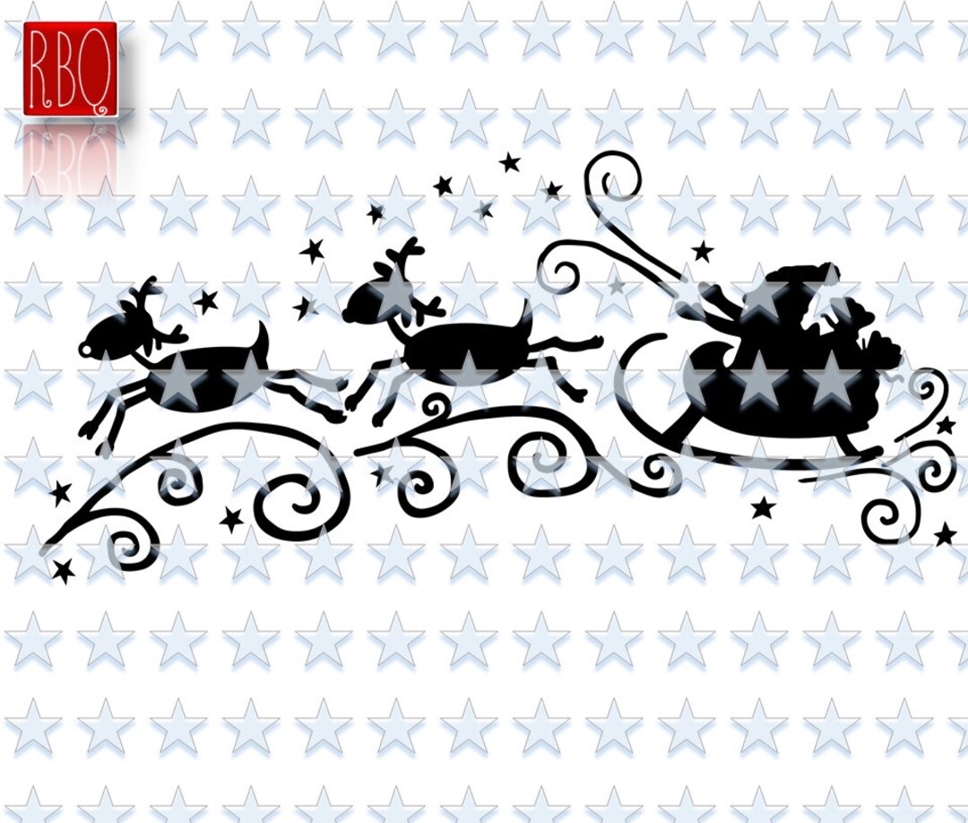 Plotterdatei Rentier Schlitten, SAnta Schlitten, Weihnachtsmann und Rentier Digitaler Download ...