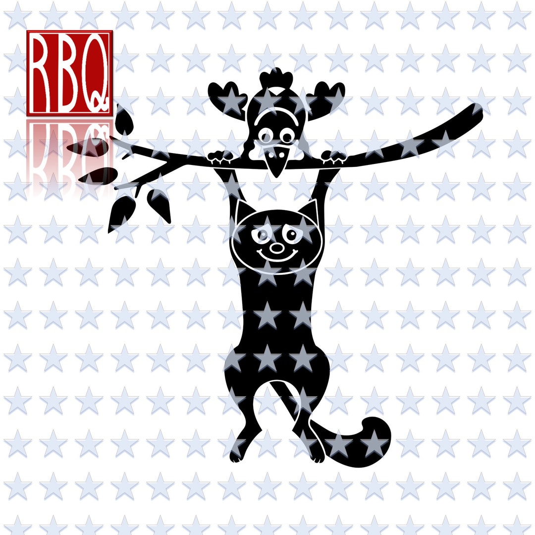 Plotterdatei Katze, Vogel und Katze, Katze am Zweig, Katzen Clipart, Digitaler Download SVG eps ...