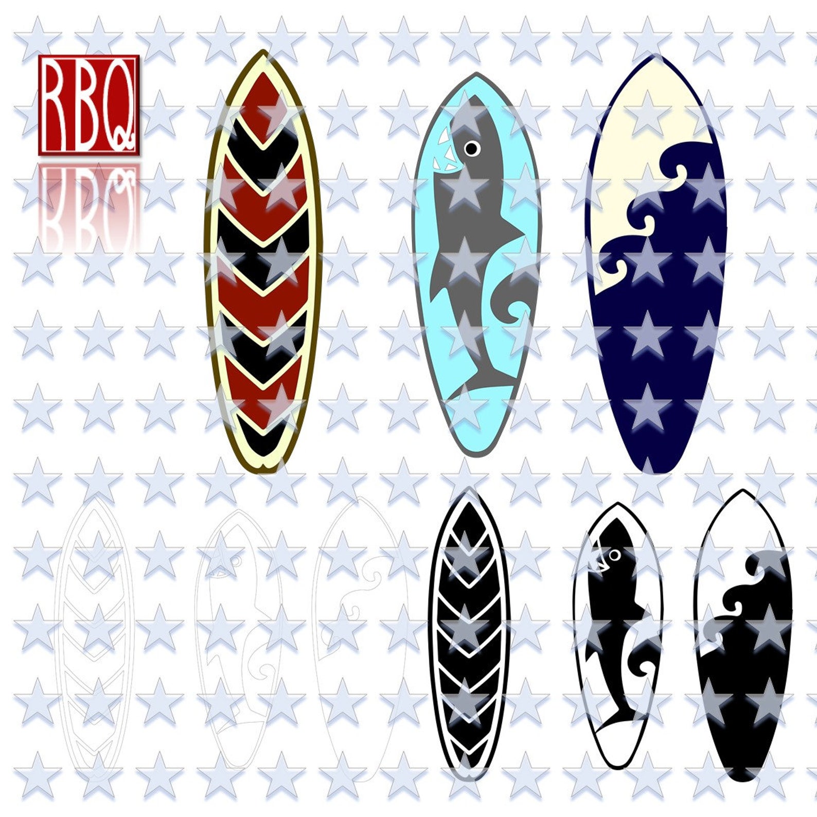 Surfboard Shark Board Wave Surfboard Chevron Surfboard - Etsy