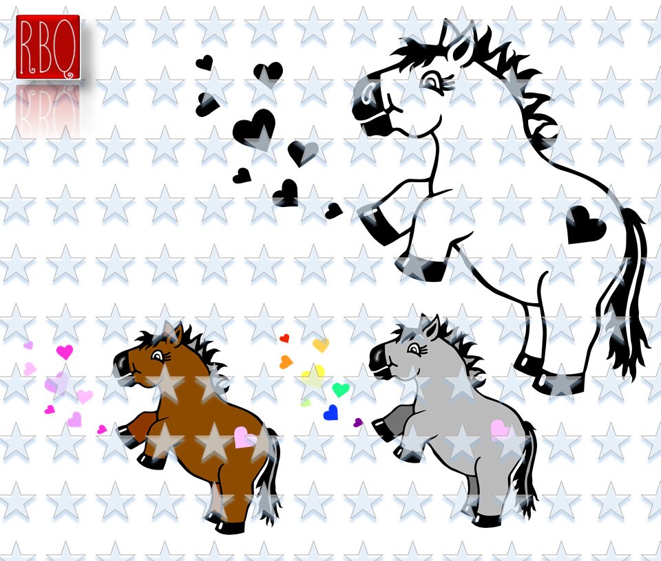 Plotterdatei Pferd mit Herz niedliches Pony Steiger Pferd | Etsy