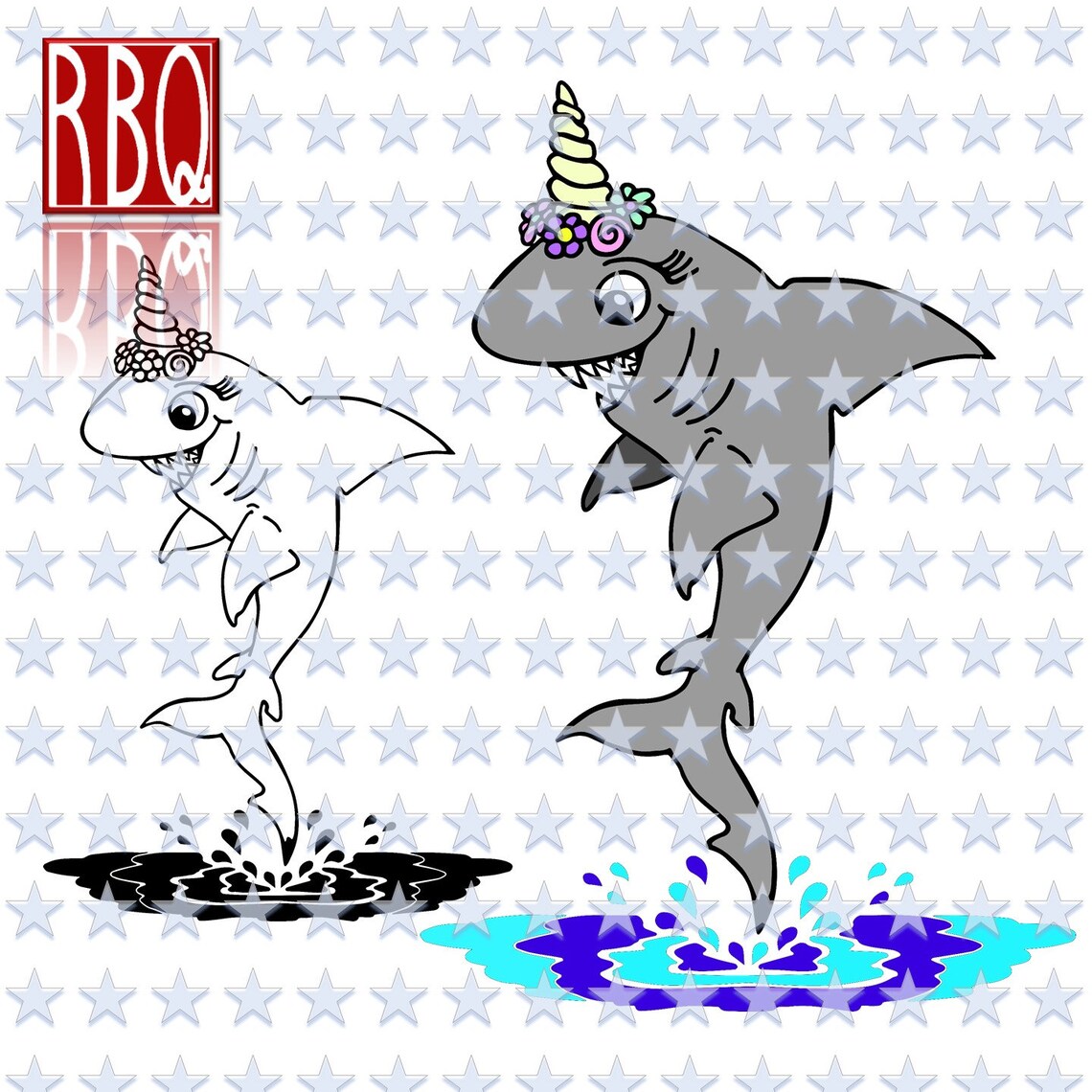 Uni Shark SVG Shark Unicorn Cute Shark Shark Jumping Shark - Etsy