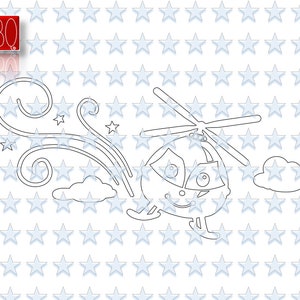 Plotterdatei Helikopter Heli in den Wolken mit Sternen | Etsy