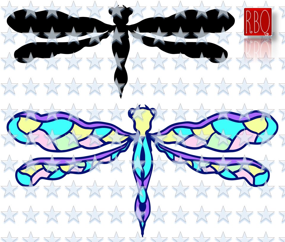 Plotterdatei Libelle mit Aussenlienen Libellen Teich | Etsy