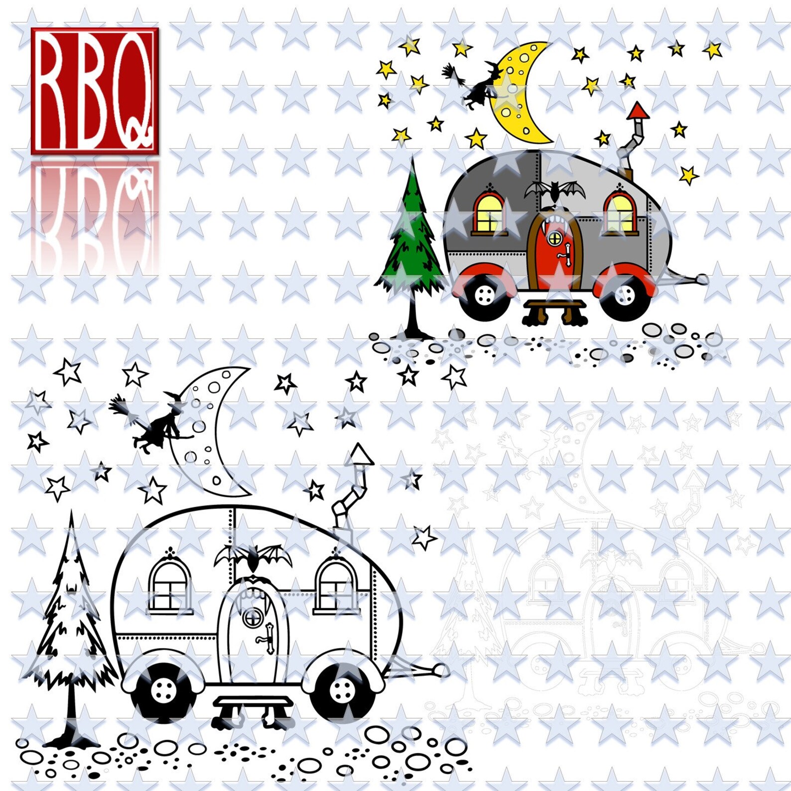 Witch Camper Camping Clip art Camping Witch Outdoor Witch | Etsy