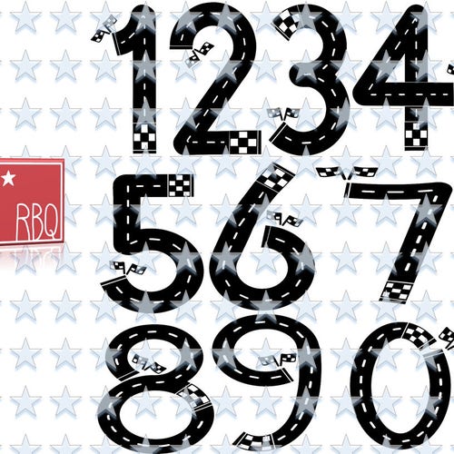 Race Track Race Car Birthday Numbers Road Street Flag Start - Etsy