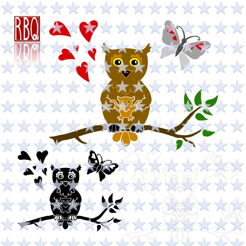 Plotterdatei Eule Eule mit Kind Eulen svg Schmetterling | Etsy