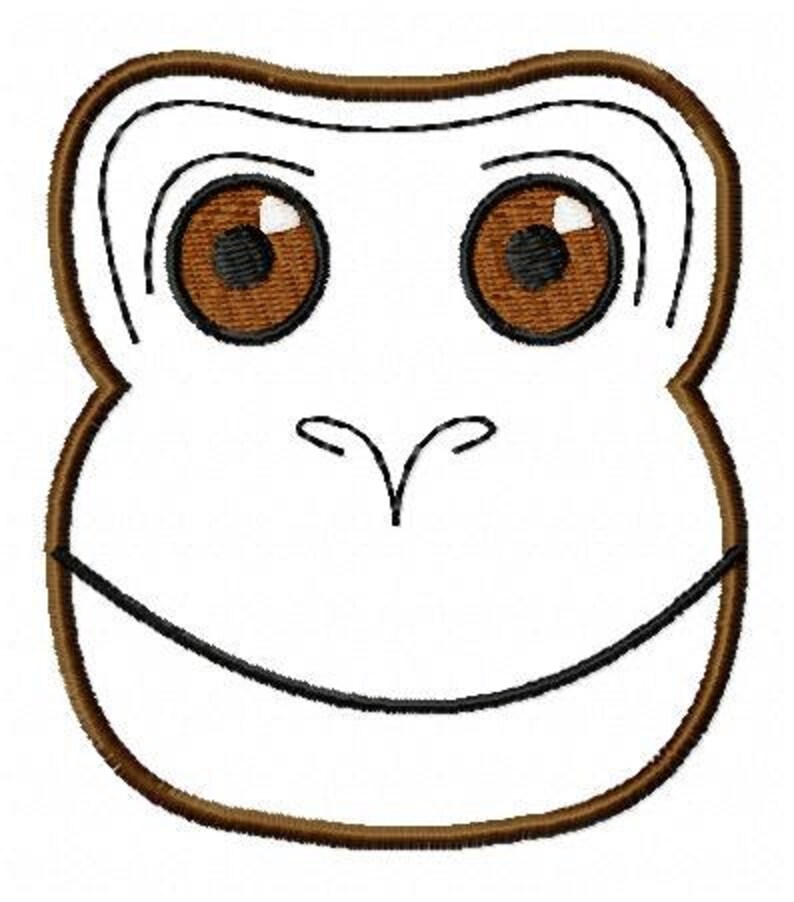 Monkey Face Embroidery Chimpanzee Face Gorilla Applique 4x4 | Etsy