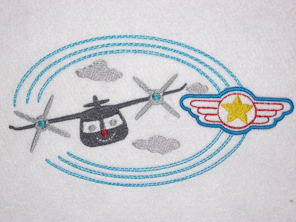 Airplane Plane Embroidery Design Pilot Patch Double Prop PES - Etsy