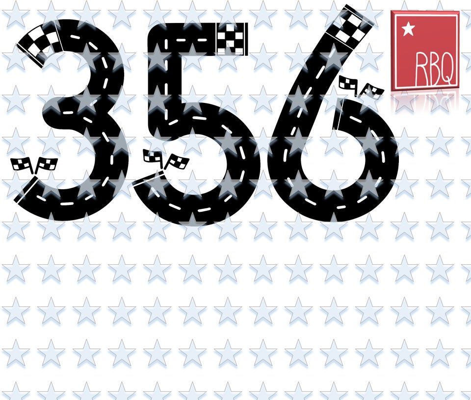 Race Track Race Car Birthday Numbers Road Street Flag Start - Etsy