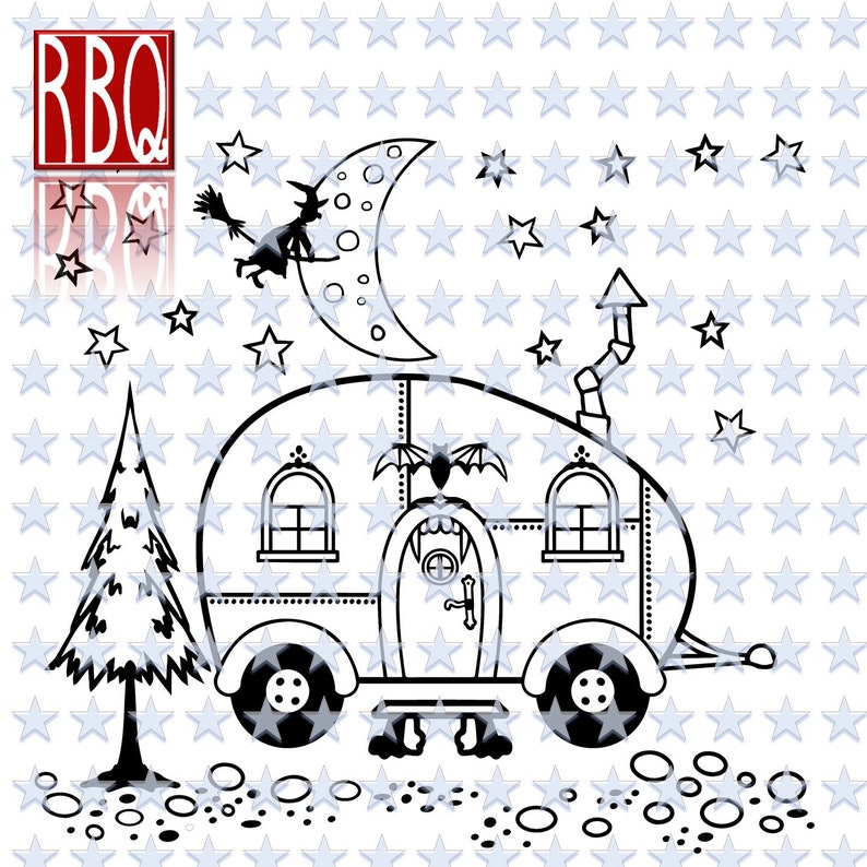 Witch Camper Camping Clip art Camping Witch Outdoor Witch | Etsy