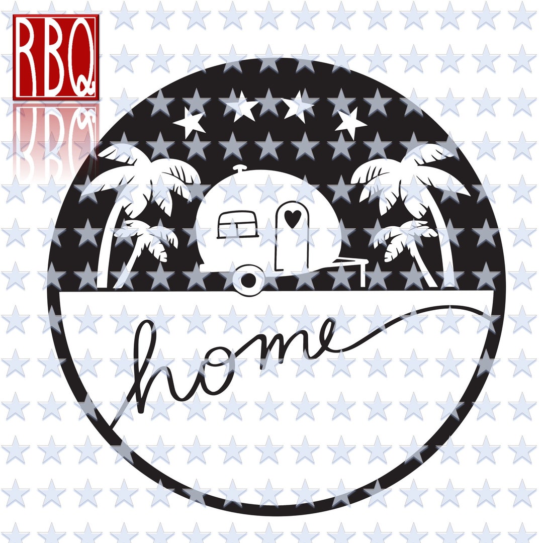 Plotterdatei Wohnwagen, Wohnwagen Palmen, Camping Liebe, Rundes Schild, digitaler Download SVG ...