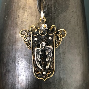 Angel Wings Bronze Shield Pendant | Etsy