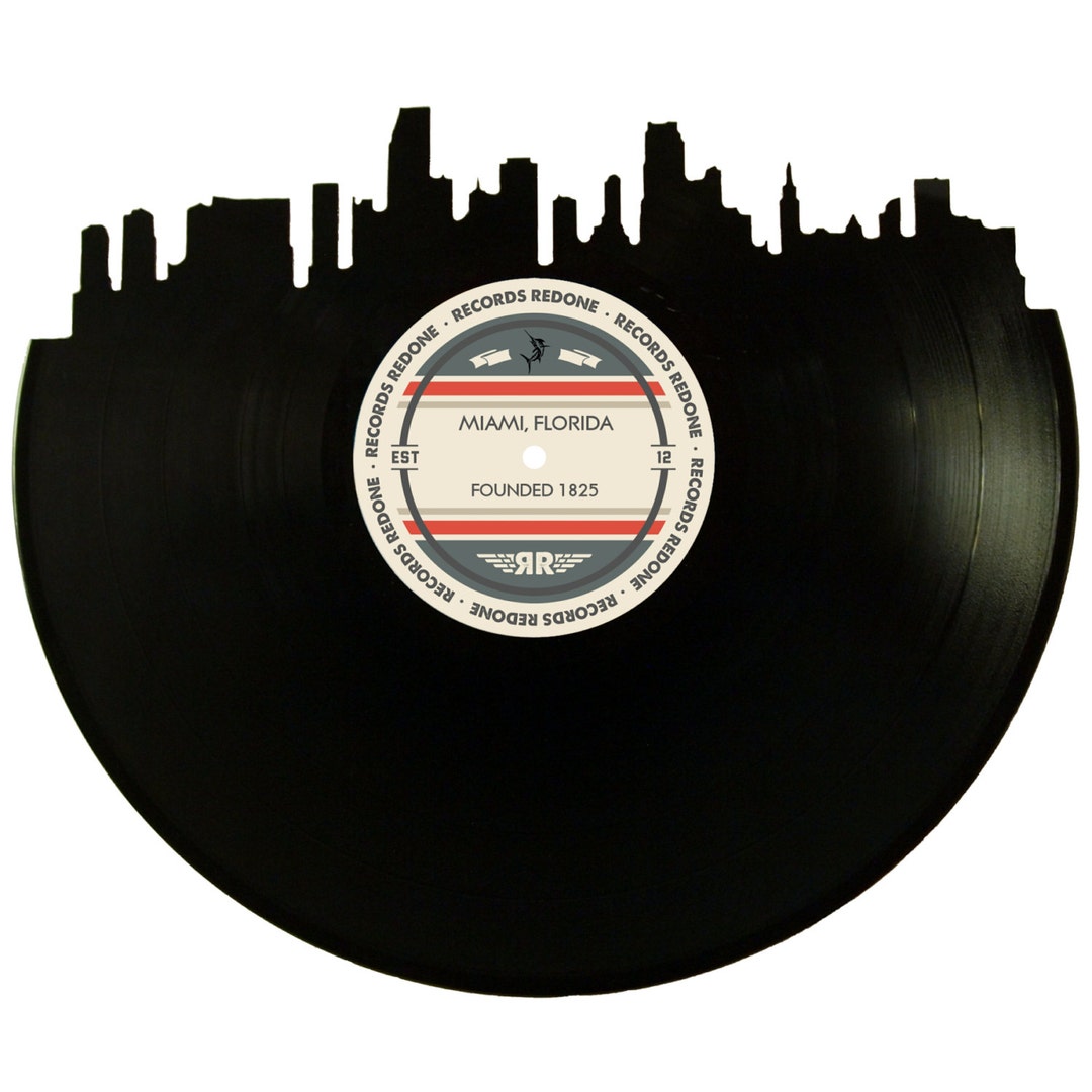 Miami Skyline Records Redone Label Vinyl Record Wall Art Unique Gift ...