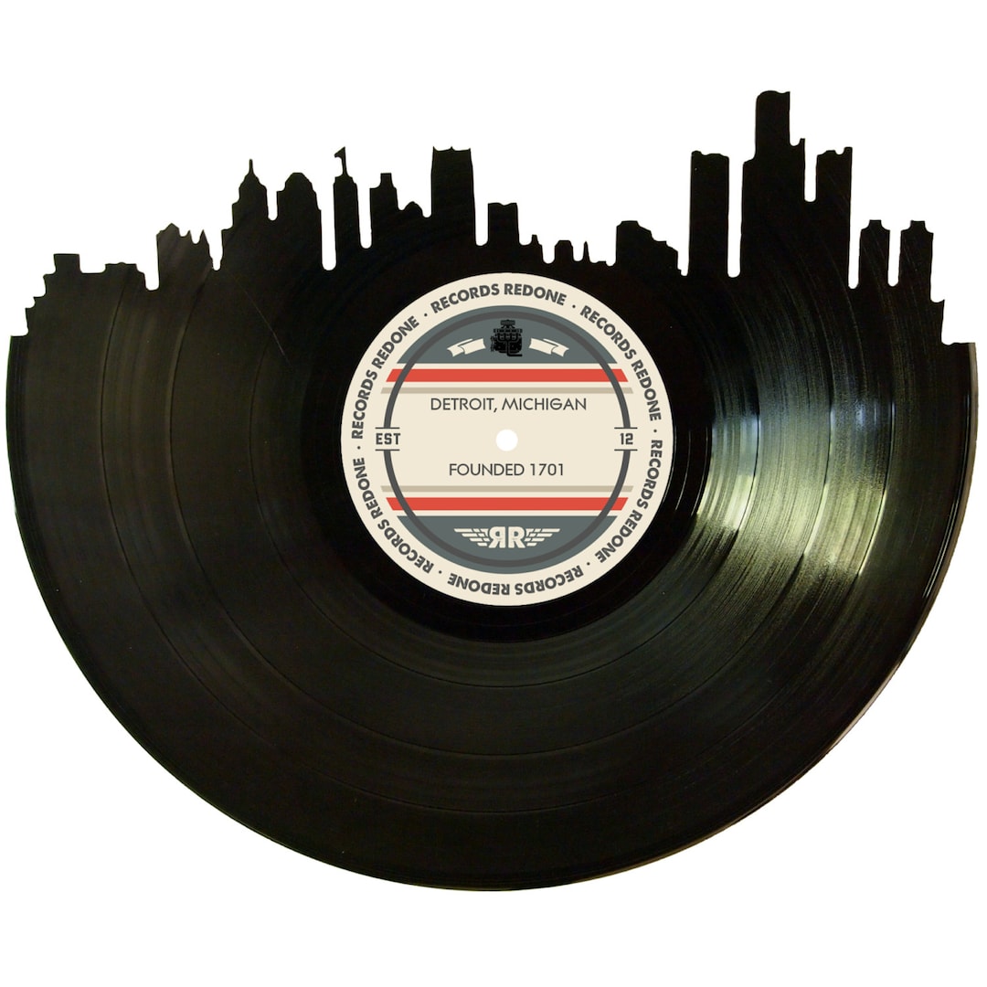 Detroit Skyline Vinyl Record Art: Unique Upcycled Wall Decor - Etsy